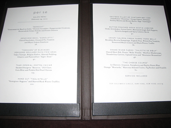 Per Se Tasting Menu